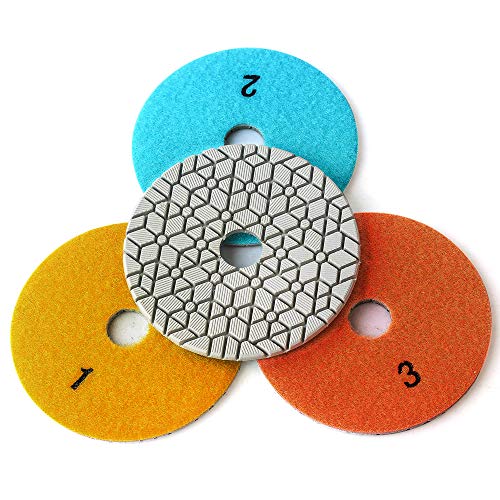 Diapro Super flexible Wet Polishing Pads 4 Inch Diamond Polishing Pads Three 3 Step Polishing Pads For Granite Marble Engineered Stone and other natural stone