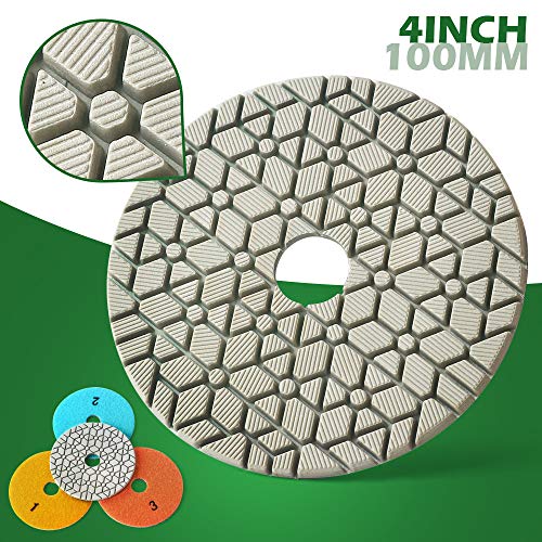 Diapro Super flexible Wet Polishing Pads 4 Inch Diamond Polishing Pads Three 3 Step Polishing Pads For Granite Marble Engineered Stone and other natural stone