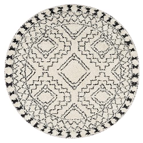 nuLOOM Vasiliki Moroccan Tribal Shag Area Rug, 5' x 8' Oval, Off White