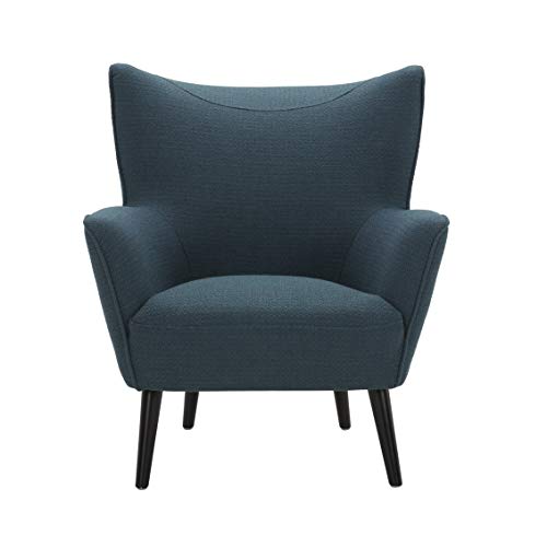 Amazon Brand – Rivet Luna Upholstered Crescent Mid-Century Accent Chair with Tapered Legs, 31.5"W, Teal