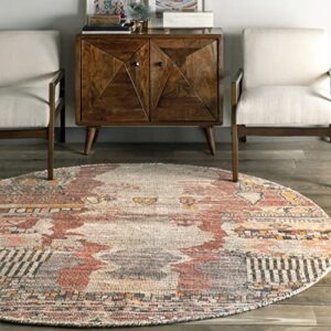 nuloom hermina flatweave tribal jute area rug, 6' round, multi