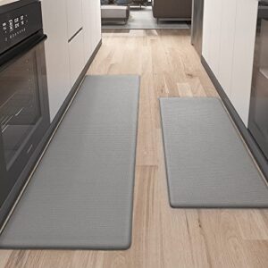 color g kitchen rugs set 2 piece kitchen runner, floor mat, cushioned anti fatigue non skid waterproof comfort standing kitchen rug, 17"x29"+17"x59", grey