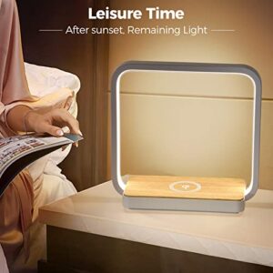 blonbar Bedside Lamp Qi Wireless Charger LED Desk Lamp with Touch Control 3 Light Hues,Table Lamp Eye-Caring Reading Light for Kids, Adults, Home, Dorm and Office,Wireless Charge for All Qi Devices