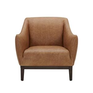 Amazon Brand – Rivet Bayard Contemporary Leather Accent Chair with Curved Armrests, 33.5"W, Cognac