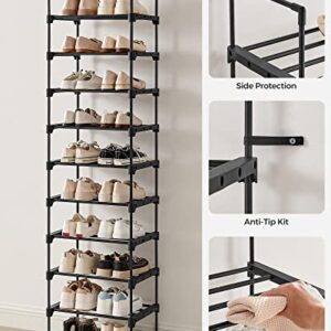 SONGMICS Shoe Rack, 10 Tier Shoe Organizer, Metal Shoe Storage Shelf for 20 Pairs of Shoes, Easy to Assemble, Entryway, Black ULSA25BK