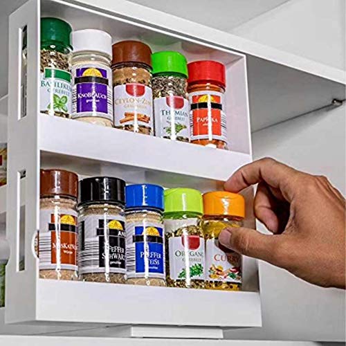 2 Tier Spice Rack Fits Up To 20 Spice Jars , Seasoning Jar Storage Rack , Kitchen Bathroom Organizer