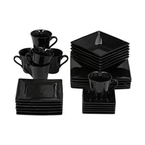 10 strawberry street nova square 30 pc dinnerware set, black