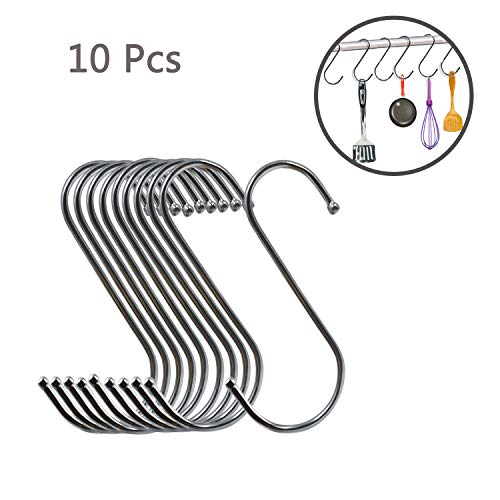 LiXiongBao 10 Pack 4.7 Inches Extra Large S Shape Hooks Heavy-Duty Metal Hanging Hooks Apply Kitchenware Bathroom Utensils Plants Towels Cup Pot Bag Jeans Gardening Multiple Uses Tools