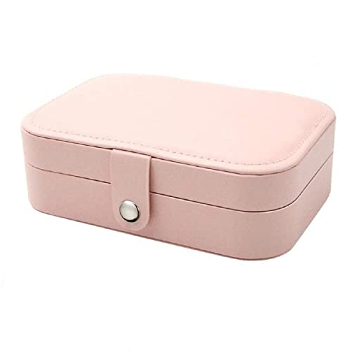 Yonzone Small Jewelry Box Travel Jewelry Organizer Mini Jewelry Storage Case for Women Girls Gift, Faux Leather Double Layer Portable Jewelry Boxes for Necklace Earring Ring, Pink