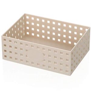 YBM Home Plastic Storage Baskets and Organizer Bins for Household Items, Perfect for Classroom, Drawers, Desktop, Office, Playroom, Shelves, Closet, and More - 1 Unit 8.5 x 6 x 3.25 inch, Beige 2192