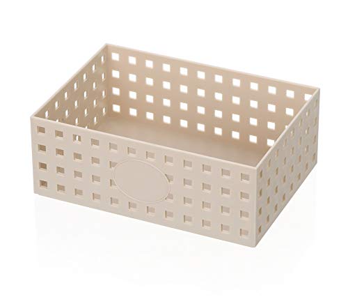 YBM Home Plastic Storage Baskets and Organizer Bins for Household Items, Perfect for Classroom, Drawers, Desktop, Office, Playroom, Shelves, Closet, and More - 1 Unit 8.5 x 6 x 3.25 inch, Beige 2192