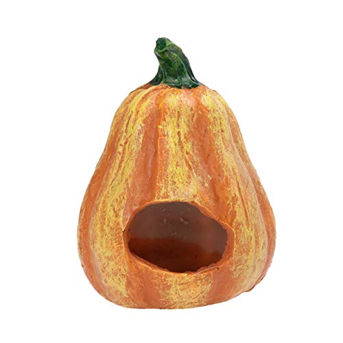 Balacoo Aquarium Resin Ornament Pumpkin Design Fish Tank Hide Hut Underwater Landscape Decorations Hideaway for Betta, Small Lizards, Turtles, Reptiles, Amphibians (Thin Pumpkin)