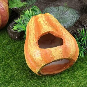 Balacoo Aquarium Resin Ornament Pumpkin Design Fish Tank Hide Hut Underwater Landscape Decorations Hideaway for Betta, Small Lizards, Turtles, Reptiles, Amphibians (Thin Pumpkin)