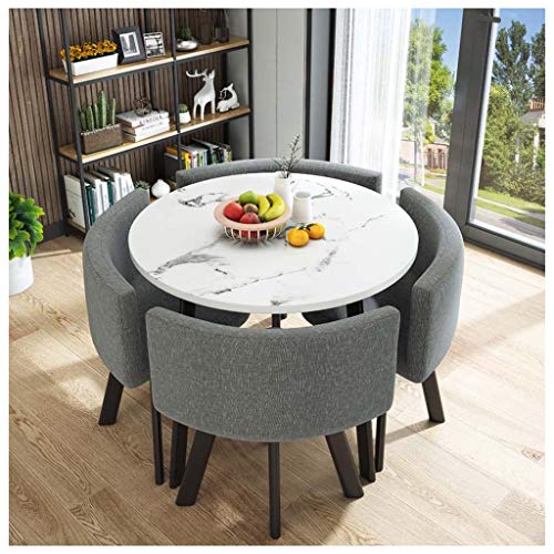 Simple Table and Chair Set Modern Living Room Table and Chair Combination Home Kitchen Solid Wood Dining Table 4 Cotton Linen Chairs Nordic Design Style Office Reception Table Coffee Shop Bedroom