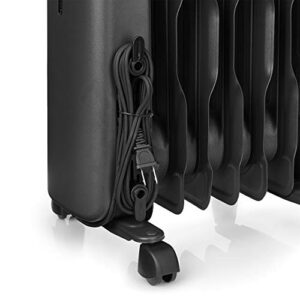 Amazon Basics Portable Radiator Heater with 7 Wavy Fins, Manual Control, Black, 1500W