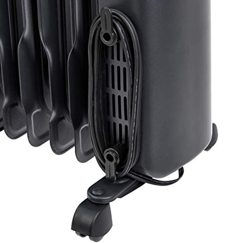 Amazon Basics Portable Radiator Heater with 7 Wavy Fins, Manual Control, Black, 1500W