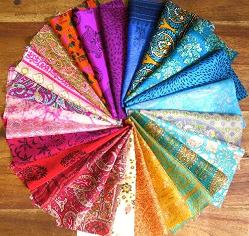 25 Pieces of Vintage Silk Remnants, Silk Fabric Scraps, Easter Egg Dyeing Silk Scraps, Silk Recycled Craft Fabric (10inch X 8inch Inches) Triangle, Multi