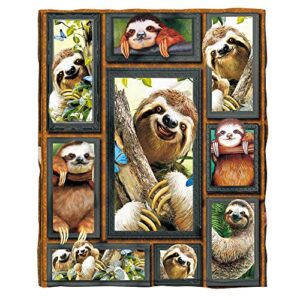 chrihome flannel blanket 3d sloth blanket lightweight cozy soft plush throw blanket for sofa couch bed all season (3d sloth, 80'' x 60'')