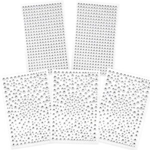 outuxed 1725pcs clear rhinestones stickers self adhesive bling gems jewels stickers, stick on rhinestone strips for hair face nail makeup clothes shoes bags diy craft, assorted size