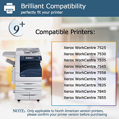 Leize Compatible 7525 Toner Cartridge use for Xerox WorkCentre 7525 7830 7845 7855 7835 7556 7535 7530 7545 Printer Replacement for WorkCentre 006R01513 006R01514 006R01515 006R01516 [KCMY-4PACK]