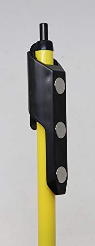 RevMark Magnetic Pen Holder with 12 Black Ink Ballpoint Pens, Made in the USA, Great for Toolboxes, Toolbench, Desks, Metal Surfaces. Ideal for construction, teachers, offices and more. (Neon Yellow)