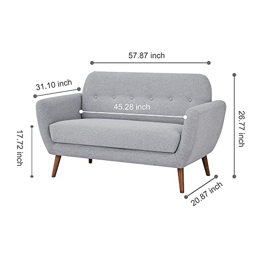 GIA Furniture Home Series Mid-Century Modern Loveseat, Love Seat, Light Gray