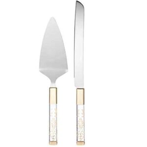 lenox opal innocence flourish cake knife & server, 0.70 lb, metallic