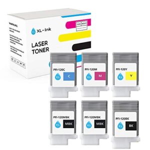 xl-ink compatible inkjets for canon pfi-120 (6-pack: 2x matt black, black, cyan, magenta, yellow)