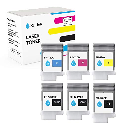 XL-Ink Compatible Inkjets for Canon PFI-120 (6-Pack: 2X Matt Black, Black, Cyan, Magenta, Yellow)