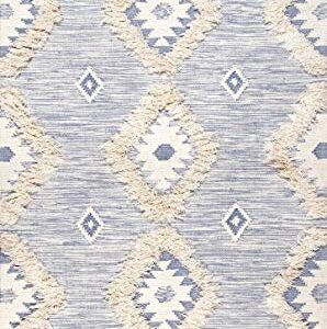 nuLOOM Savannah Moroccan Fringe Area Rug, 6' Square, Blue