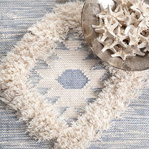 nuLOOM Savannah Moroccan Fringe Area Rug, 6' Square, Blue