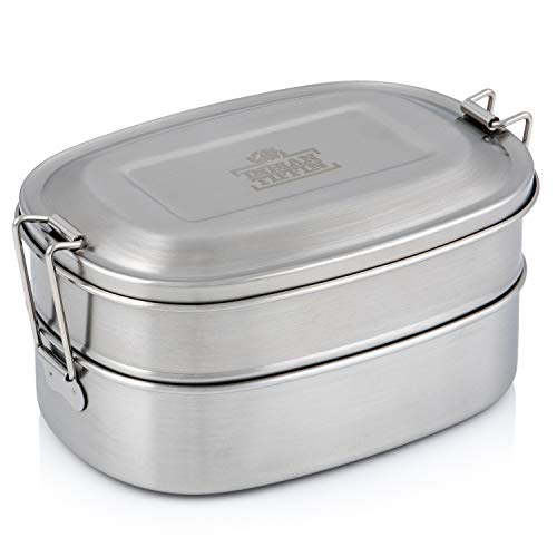 Indian-Tiffin Stainless Steel Double Layer Rectangular Lunchbox with Divider