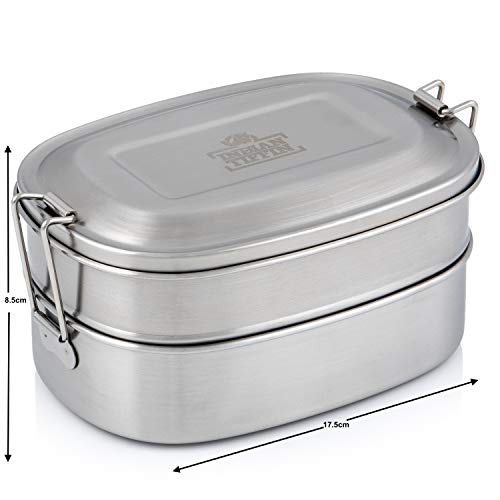 Indian-Tiffin Stainless Steel Double Layer Rectangular Lunchbox with Divider