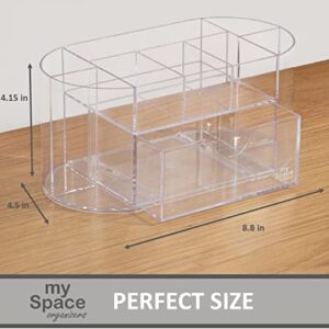 Desk Organizer Pen Holder Acrylic for Office Supplies and Desk Accessories Clear Office Organization Desktop Organizer for Room College Dorm Home School (Clear)