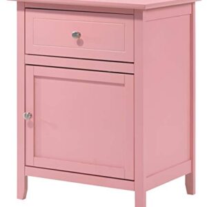 Glory Furniture 1 Drawer /1 Door Nightstand, Pink