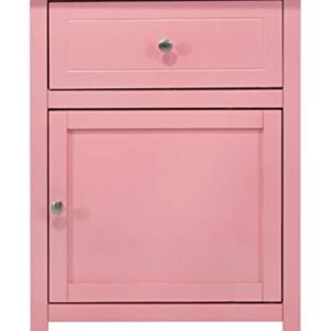 Glory Furniture 1 Drawer /1 Door Nightstand, Pink