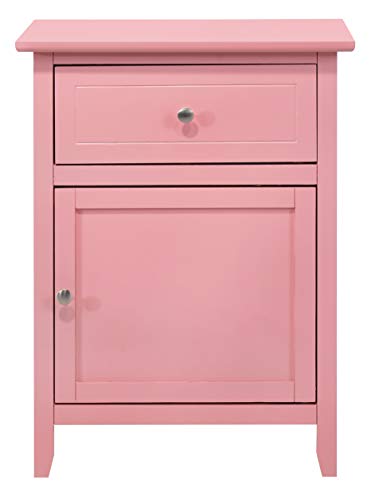 Glory Furniture 1 Drawer /1 Door Nightstand, Pink