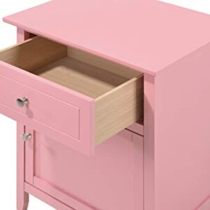 Glory Furniture 1 Drawer /1 Door Nightstand, Pink