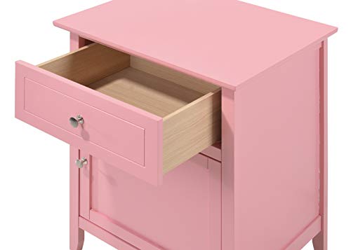 Glory Furniture 1 Drawer /1 Door Nightstand, Pink