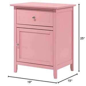 Glory Furniture 1 Drawer /1 Door Nightstand, Pink