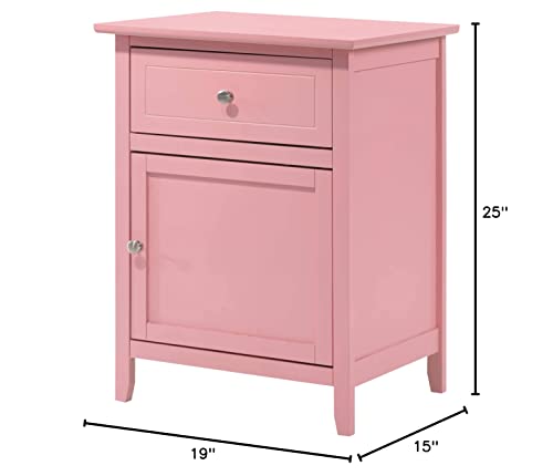 Glory Furniture 1 Drawer /1 Door Nightstand, Pink