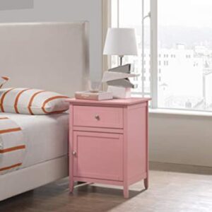 Glory Furniture 1 Drawer /1 Door Nightstand, Pink