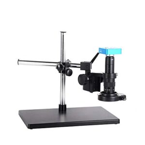 hayear 34mp 2k hdmi usb digital video microscope set electronic camera stereo table stand can go up down and forward movable 144 led light lamp (180x c-mount lens)