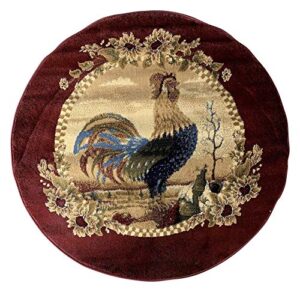 carpet king rooster style round sunflower country area rug 256,000 point area rug burgundy blue beige black bellagio swirl design m09ab (4 feet x 4 feet)