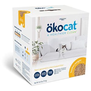 okocat unscented featherwieght clumping wood cat litter, 16.4 lbs.