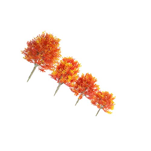 Exceart 4 Pcs Model Trees Fake Trees Autumn Maple Trees Plant Ornamentm for DIY Crafts Building Model Scenery Landscape Orange (19cm, 15cm, 13cm, 10cm Style)