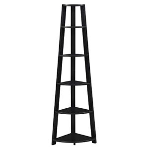 convenience concepts newport 5 tier corner bookcase, black