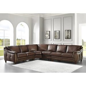 hydeline belfast 100% leather sectional, 4-piece, dark brown