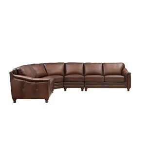 Hydeline Belfast 100% Leather Sectional, 4-Piece, Dark Brown