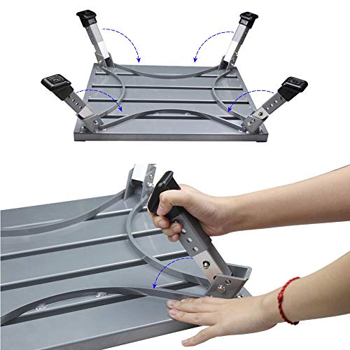 FLSEPAMB RV Step, Aluminum Folding Platform Step,RV Step Stool with Non-Slip Rubber Feet, Non-Slip Gripper Strips, Grip Handle, RV T Level, More Stable Supports Up to 1000 lbs